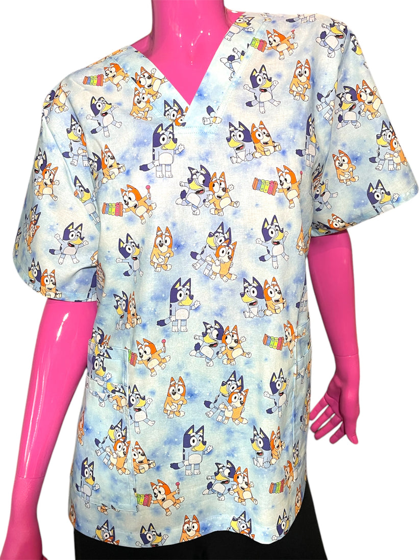 Scrub Top- Bluey Playtime – Stitched2seven4