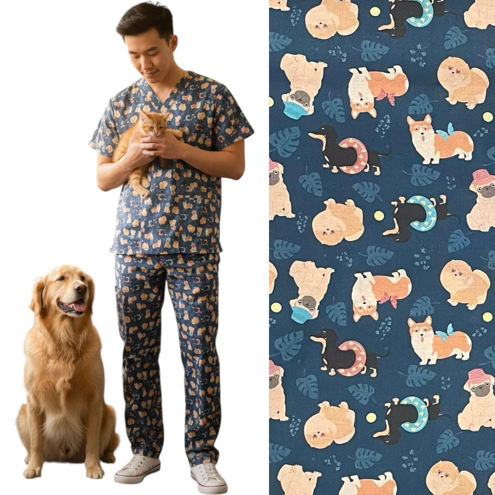 Australian Made Scrub Set- Summer Dogs – Stitched2seven4