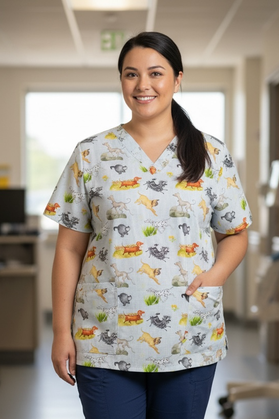 Scrub Top- Hairy Mclary – Stitched2seven4